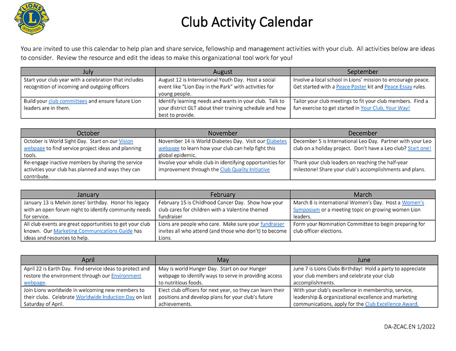Lions Clubs District A16 | Global Service Team